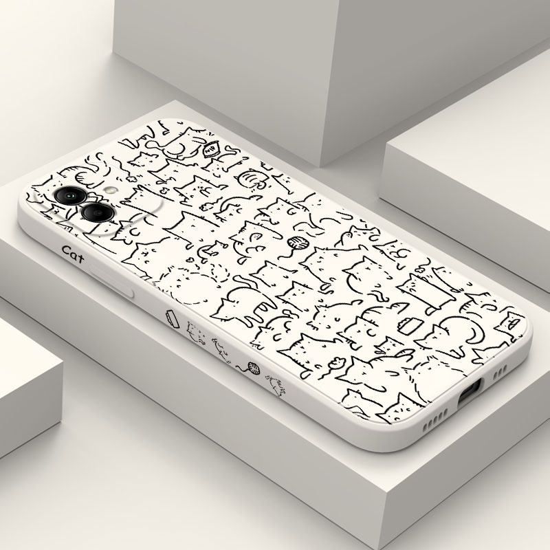 Line Cat Park Phone Case For Samsung Galaxy A16 A06 A15 A25 A35 A55 A05 A05S 4G 5G Liquid ...
