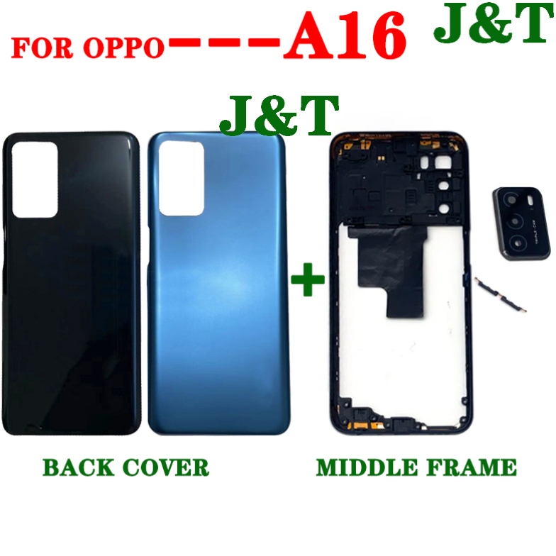 For Oppo A16 Back Door Battery Glass Cover Housing LCD Middle Frame ...