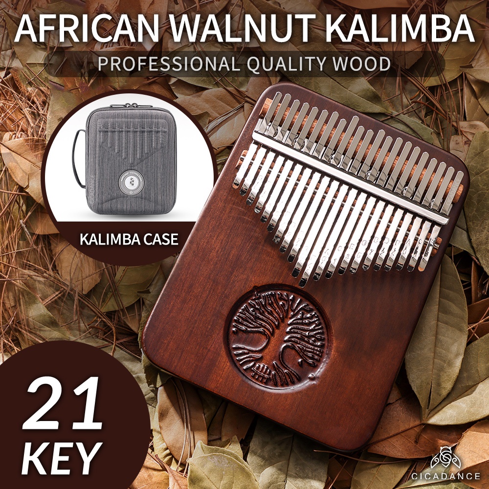 Hluru Professional Kalimba 21 Key African Walnut Solid Wood Flatboard ...