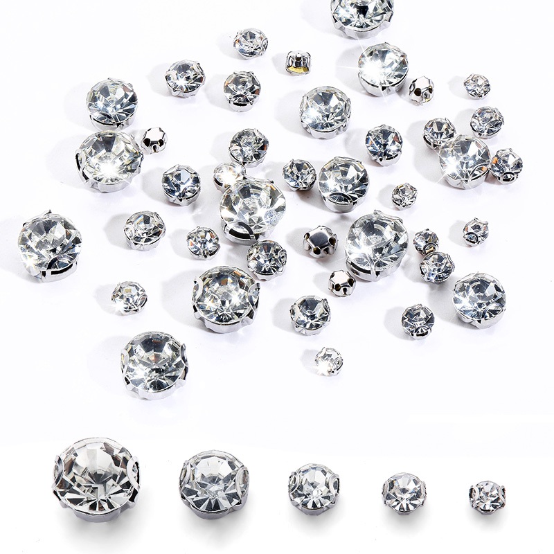 QIAO 4-10mm Claw Rhinestones Flatback Round Crystal Strass Stones ...