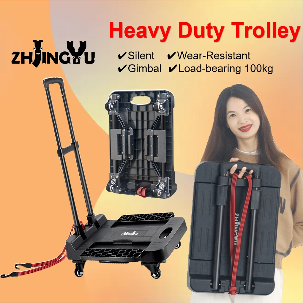 Heavy Duty Portable Trolley Silent Foldable Trolley Four-Wheel Foldable ...