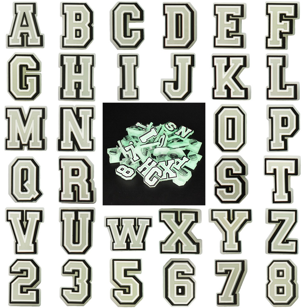 New Fluorescent Letters Theme Shoe Charms For Crocs Bubble Slides ...