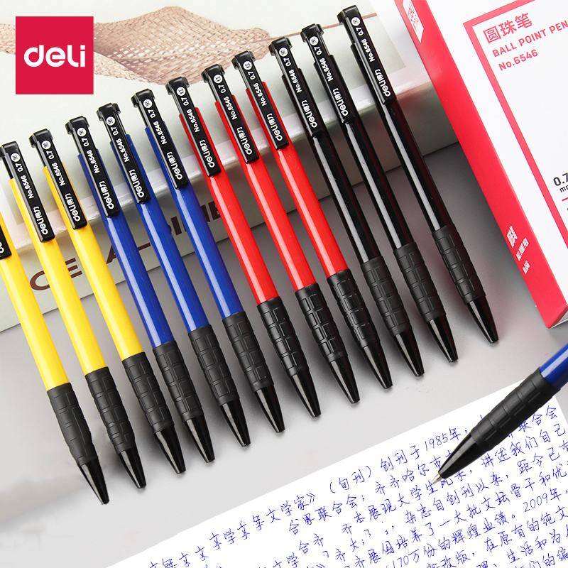 DELI Ball Pen 0.7 mm Smooth Writing Ballpoint Pen Blue Black Red Color ...