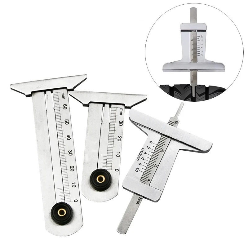 Tire Tread Vernier Depth Ruler 0-30/50/60 Stainless Steel Tread Ruler ...