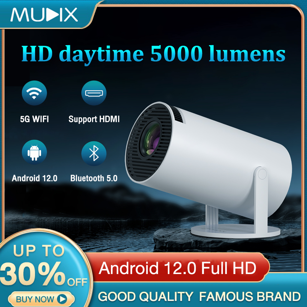 MUDIX 5000 lumens ultra hd with wifi 1080P projector mini portable for ...