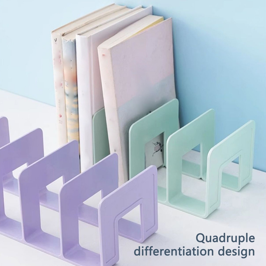 [Launch New] Plastic Stand Bookshelf Divider 4 Sections Book Paper ...