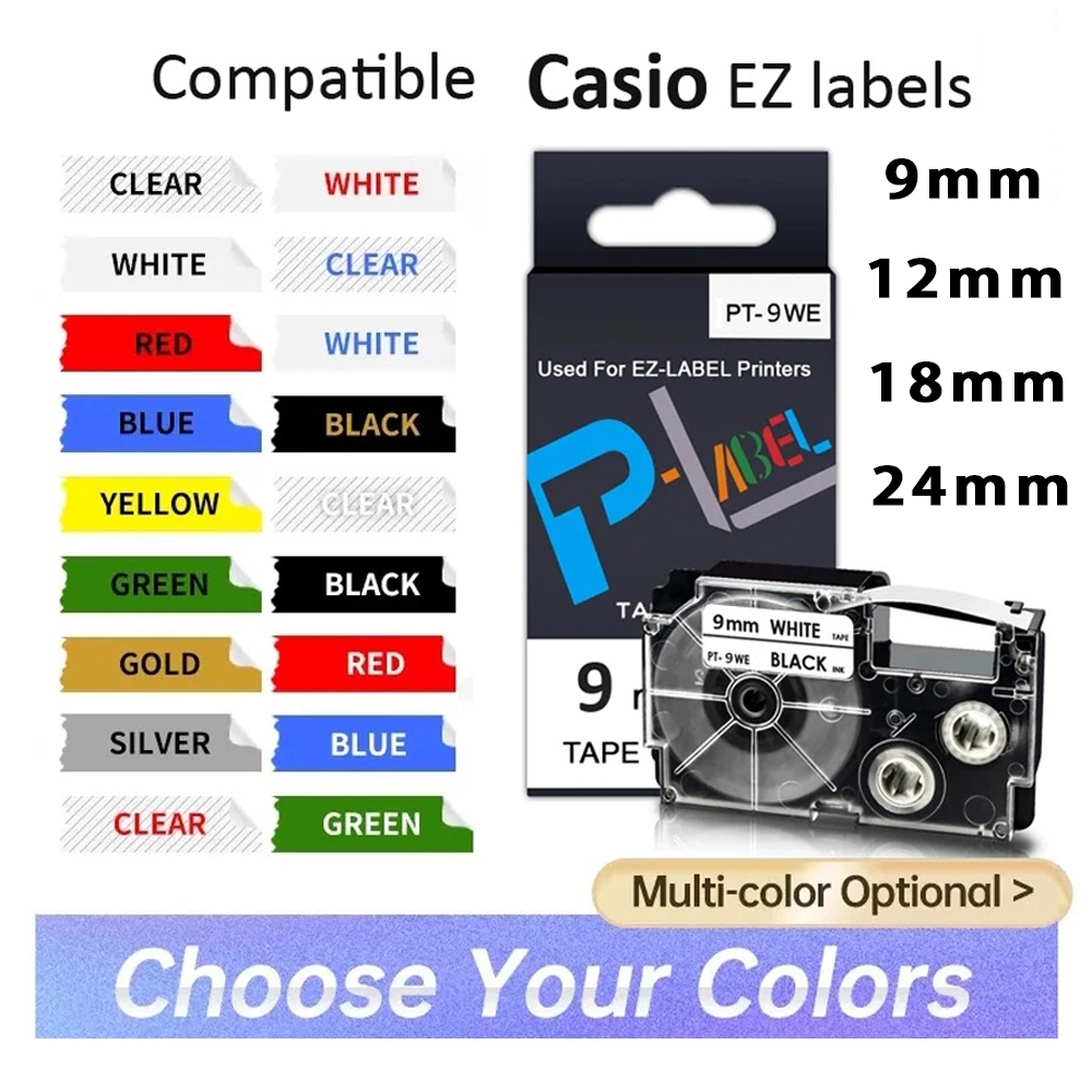 Casio Compatible Ez Label It Tape XR-12WE XR-9WE XR-18WE XR-24WE ...