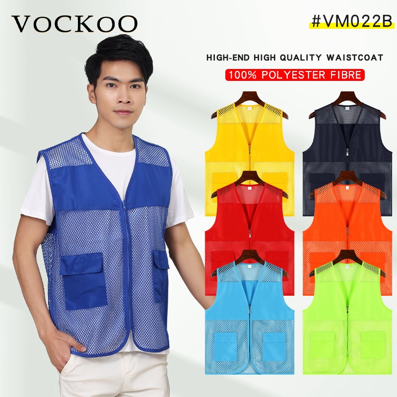 Vockoo#V-neck vent mesh Sleeveless vest loose team Outdoor work clothes ...