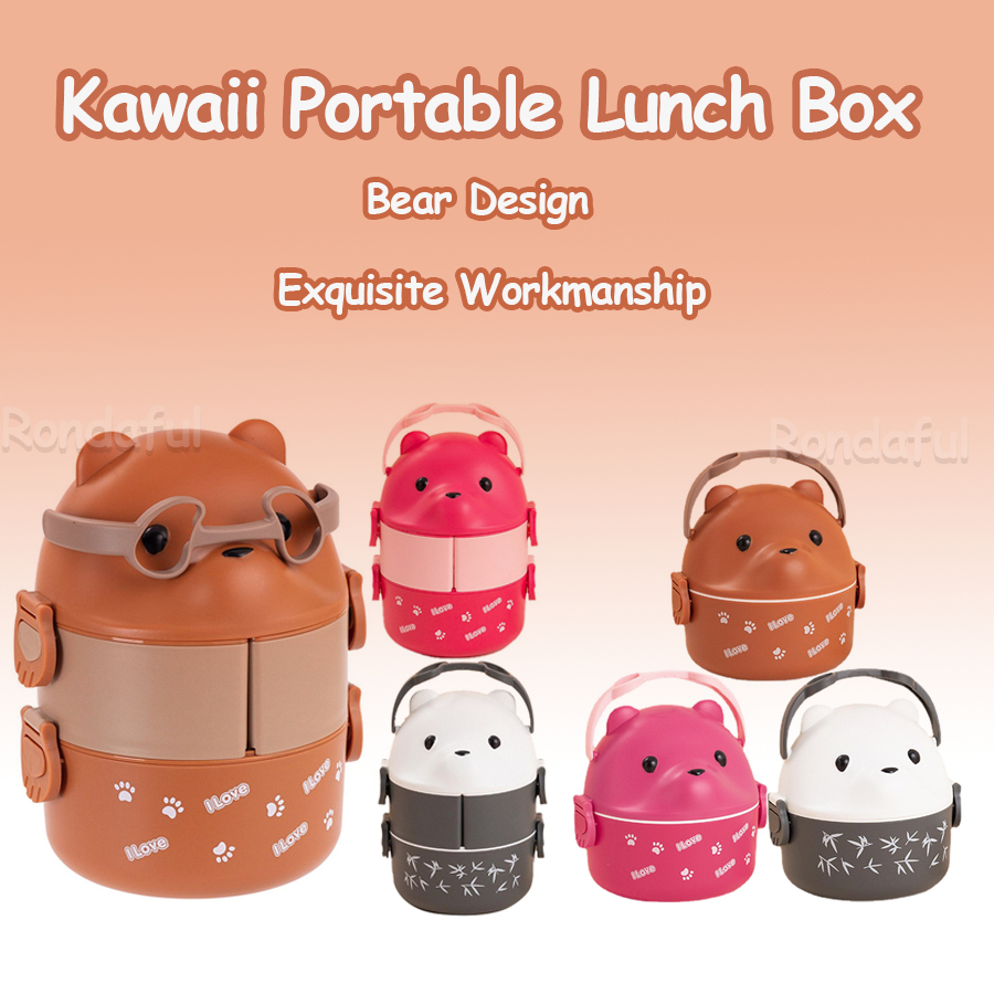Cute Eyeglass Bear Lunch Box For Hot Food Leak Proof and Stackable ...