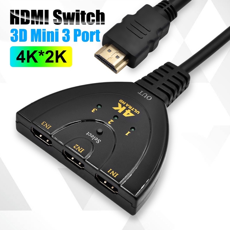 HDMI Switcher 3 port 4Kx2K 1080P AUTO Switch adapter converter | Shopee ...