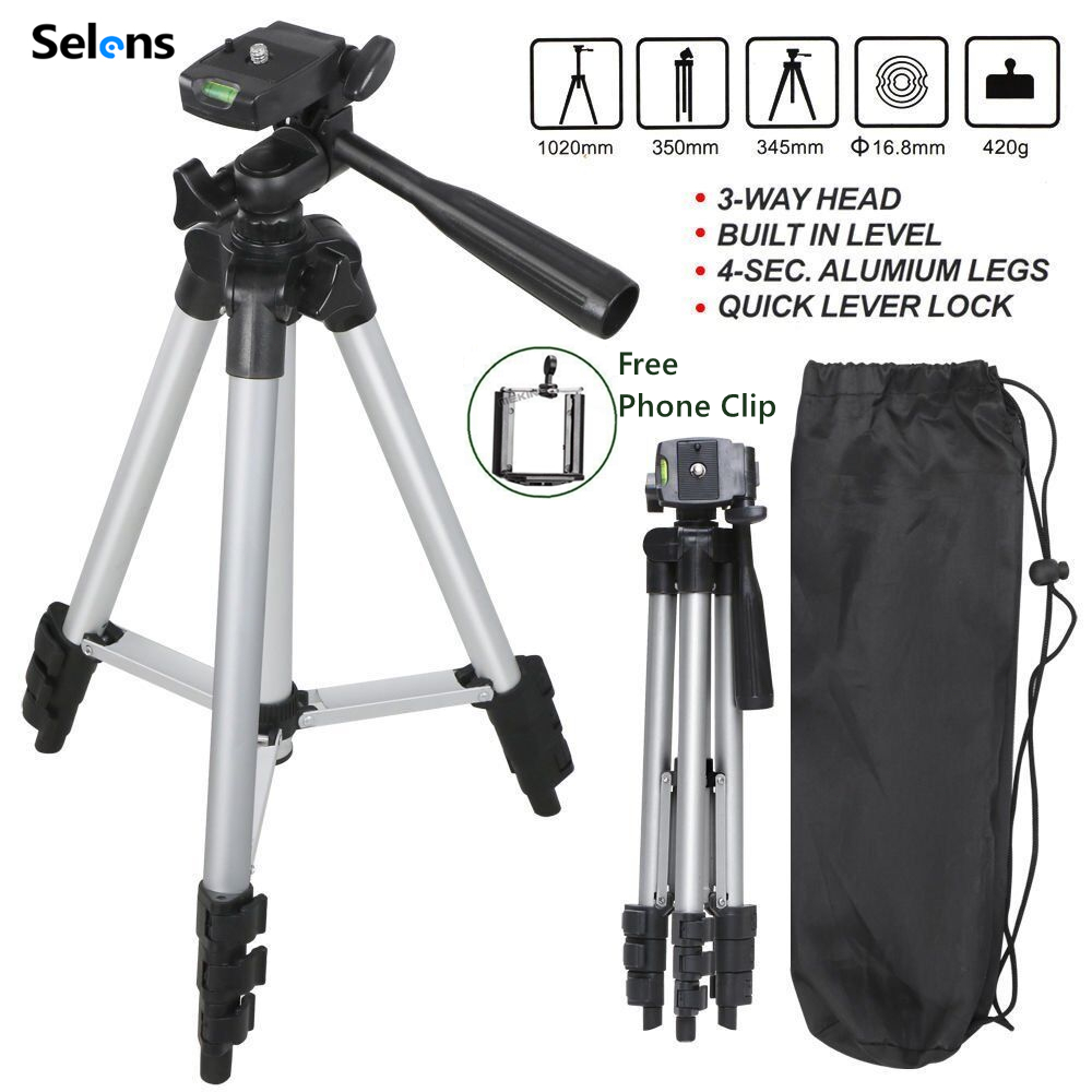 Selens Tripod Stand For Camera and Phone Universal Aluminum Portable ...
