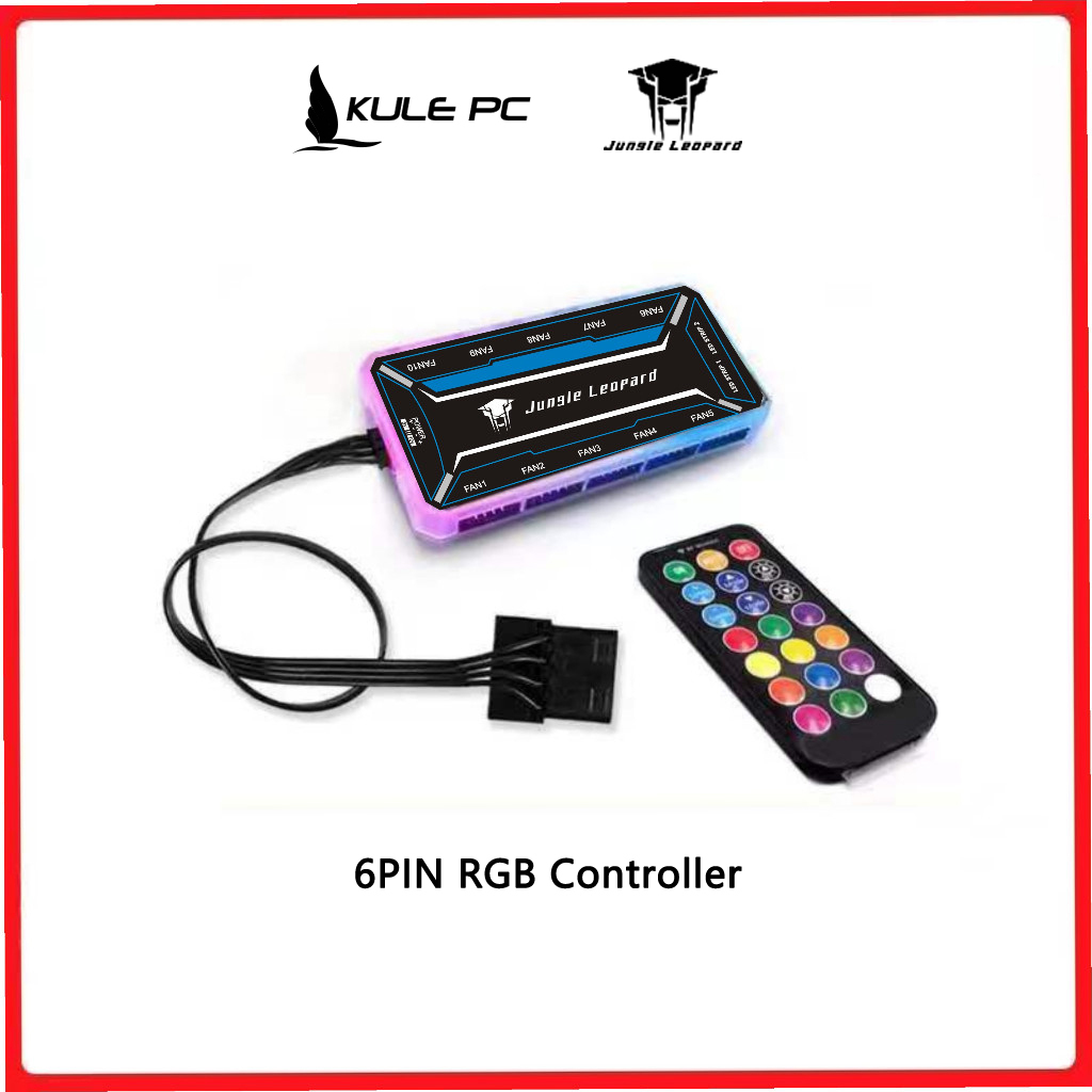 Jungle Leopard 6PIN CPU Fan RGB Controller Remote Control 10 Fan Ports ...