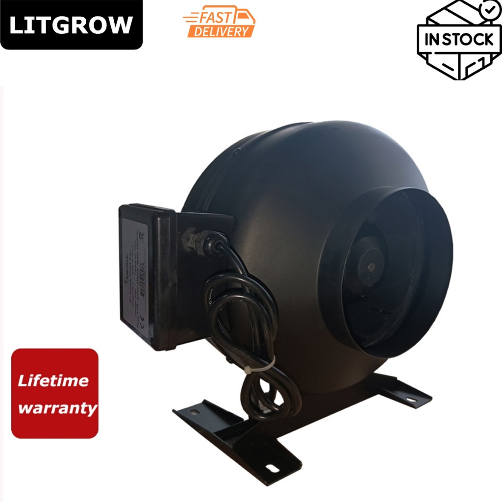 Litgrow Low Noise Metal Circular Inline Duct Fan Kitchen Extractor ...