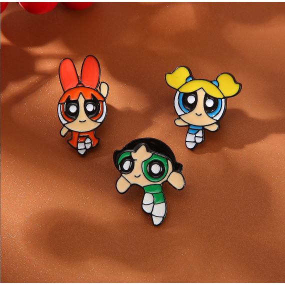 Creative Cartoon Anime Character Brooch Powerpuff Girls Animation ...