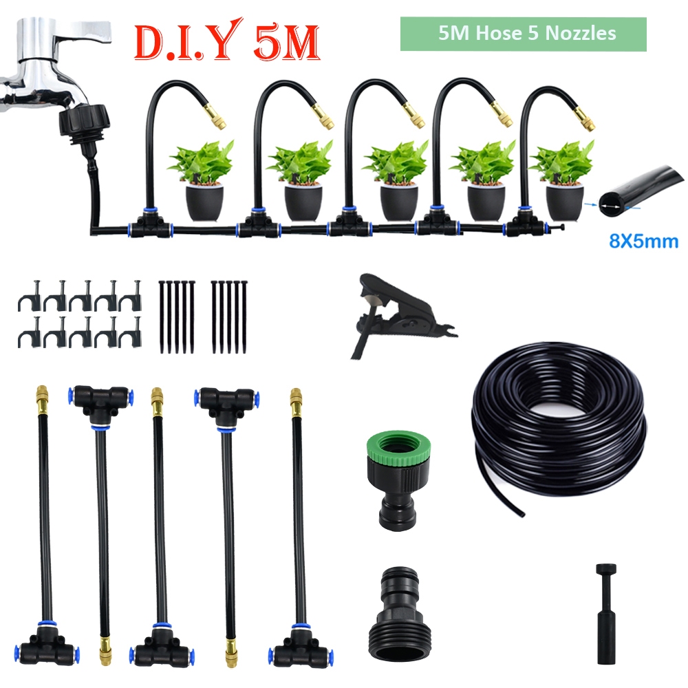 8MM Pipe Free Bending Spray Misting Nozzle Kit For Garden Greenhouse Irrigation System Fog ...