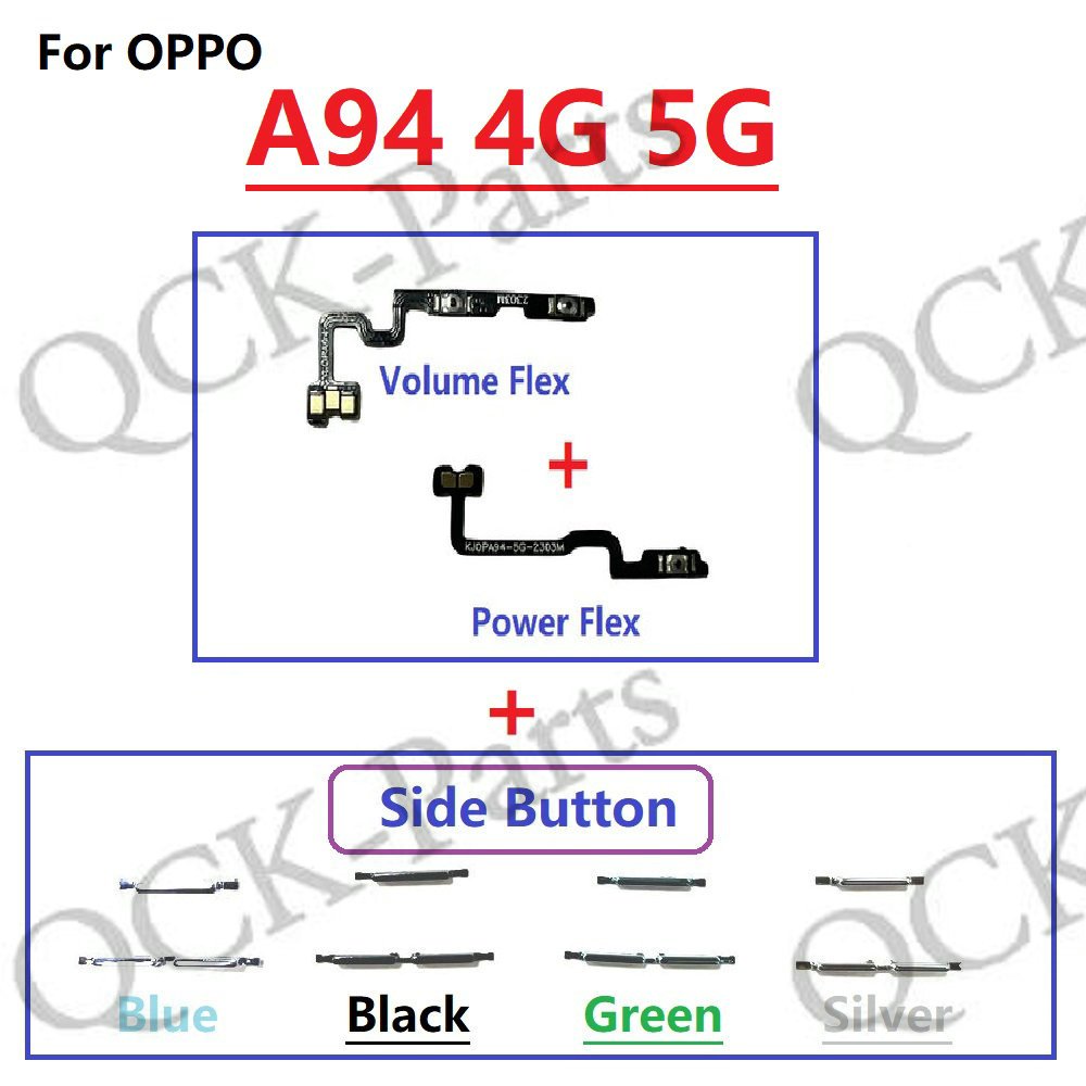 For OPPO A94 4G 5G Side Power button + Volume Button Key Housing Side Button Ribbon Flex cable ...