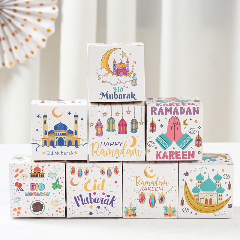 8pcs/set Ramadan Kareem Paper Treat Box Colorful Eid Mubarak Candy Gift ...