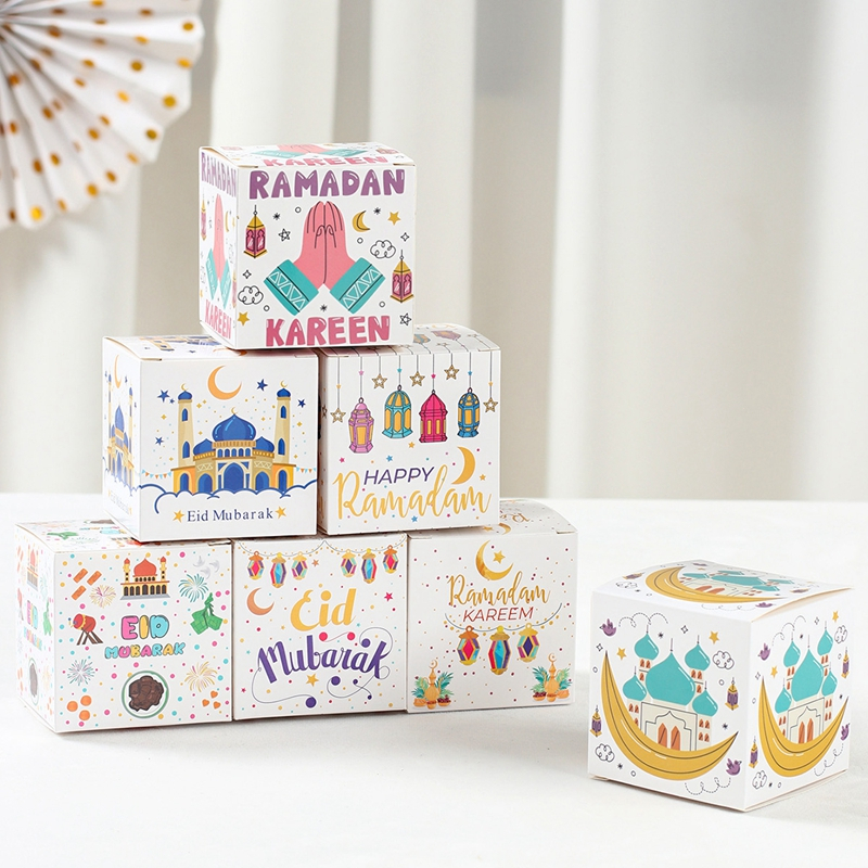 8pcs Colorful Eid Mubarak Candy Gift Boxes Ramadan Kareem Treat Box Eid ...
