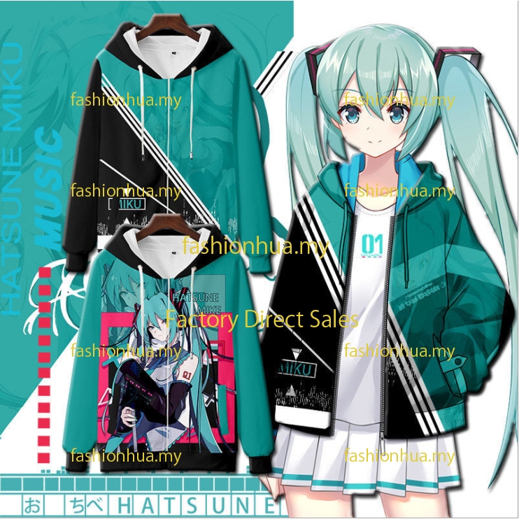 New Anime Hatsune Miku Zipper Hoodie Japanese Men's Fashion Women's ...