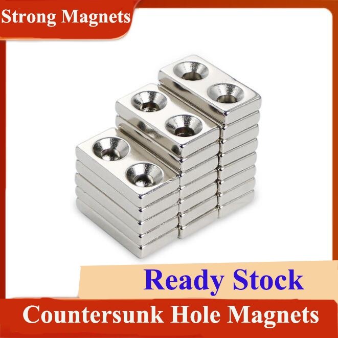 Strong Neodymium Rectangular Pot Magnets with Counter Bore, Countersunk ...