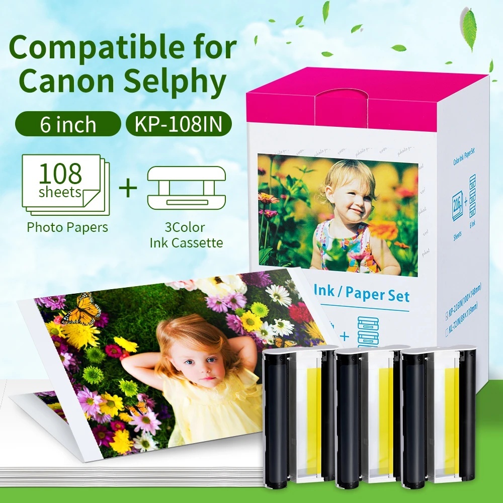 KP-108IN KP108IN Color Ink and Paper Set, for Canon Selphy CP Photo ...