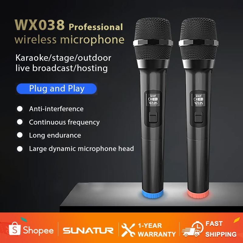 WX-038 Professional VHF Wireless Microphone Karaoke Mic Cordless ...