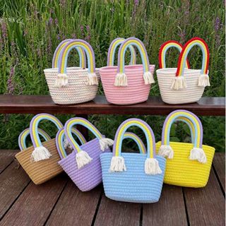 Beg Rotan beg rotan anyaman Cute Rainbow Portable Small Bag Female New ...
