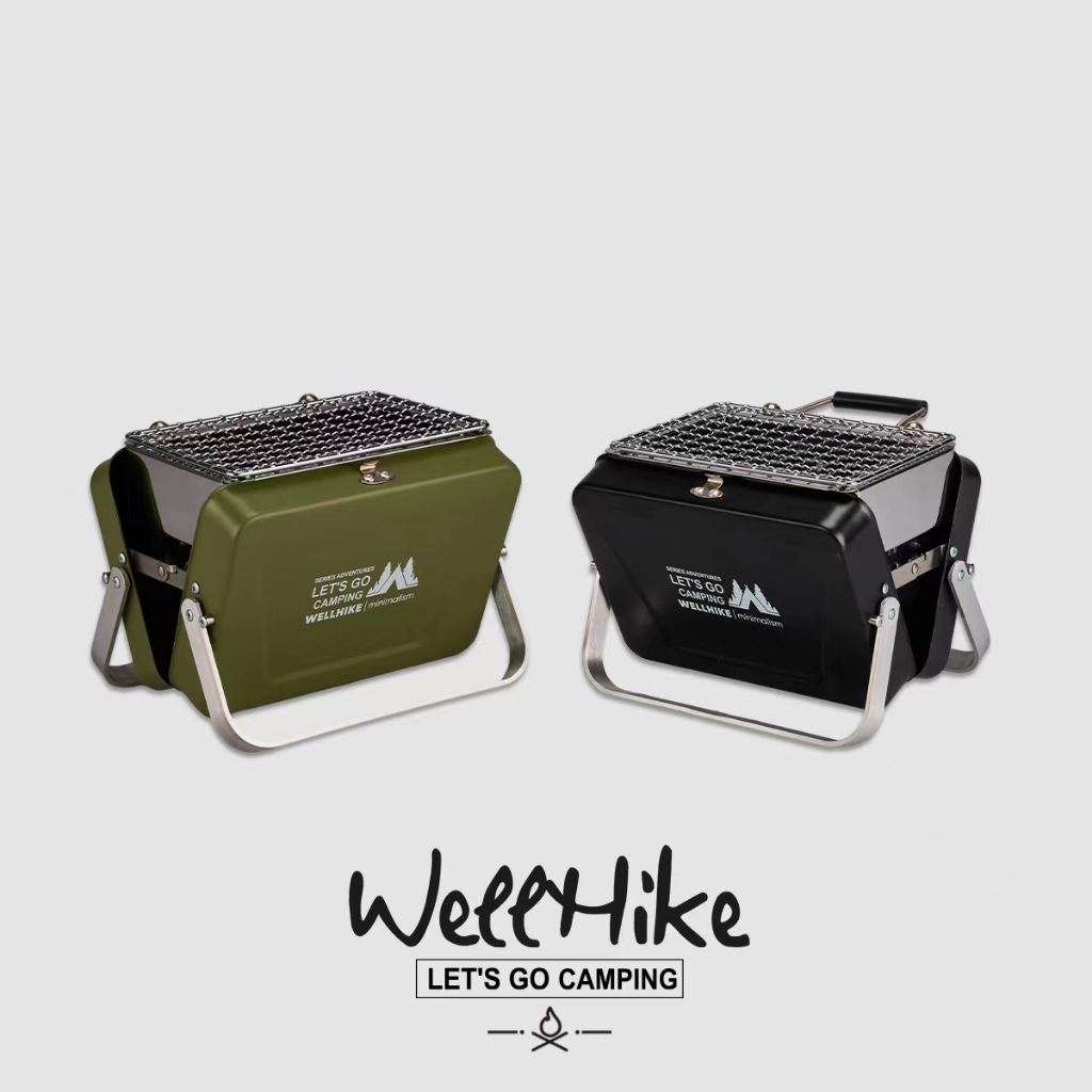 Wellhike Outdoor Mini Barbecue Grill Desktop Folding Tactical Charcoal ...