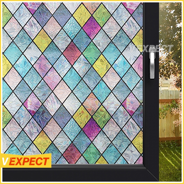 Stained Glass Window Sticker Film, Window Privacy Films, Colorful ...