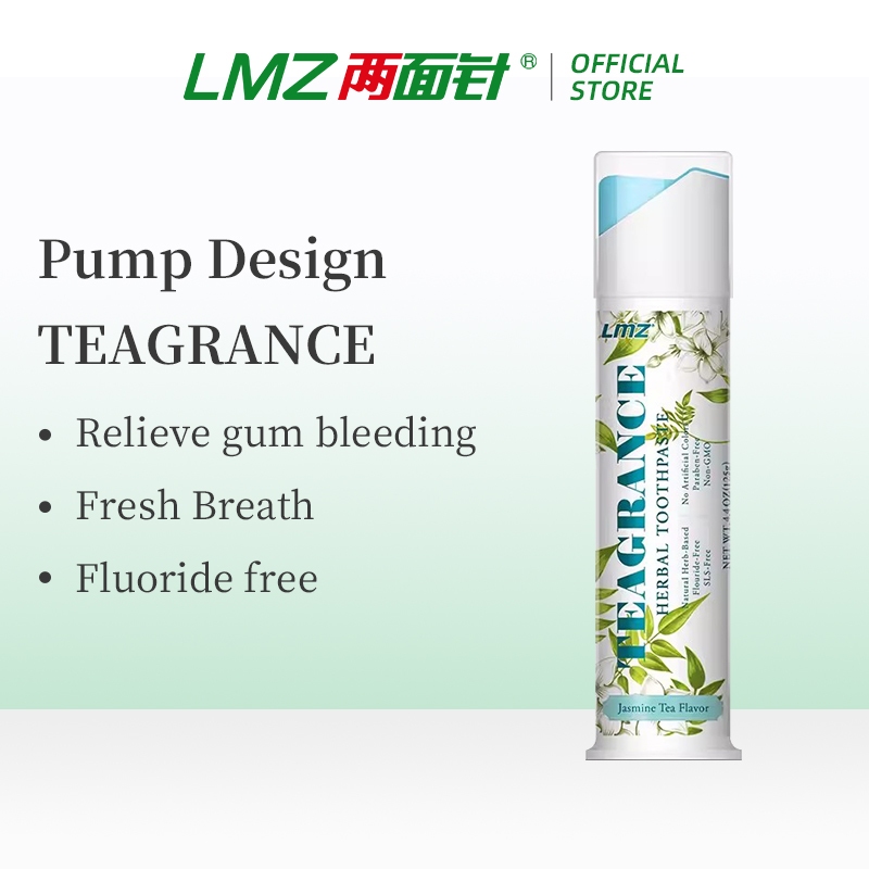 LMZ两面针 Teagrance Pump Type Toothpaste, Fresh Breath Tea Aroma, Fluoride ...