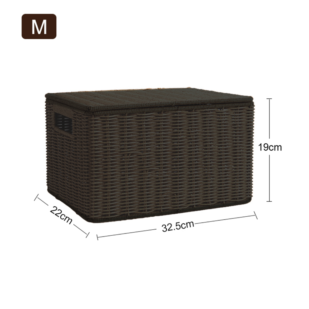 Wicker Rattan Basket with Lid Toy Storage Organizer Box Bakul Blanket ...