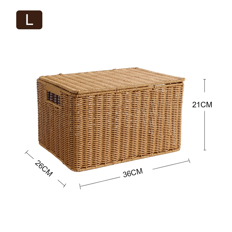 XXL Size Rattan Basket with Lid Hand-Woven Wicker Basket Rattan Storage ...