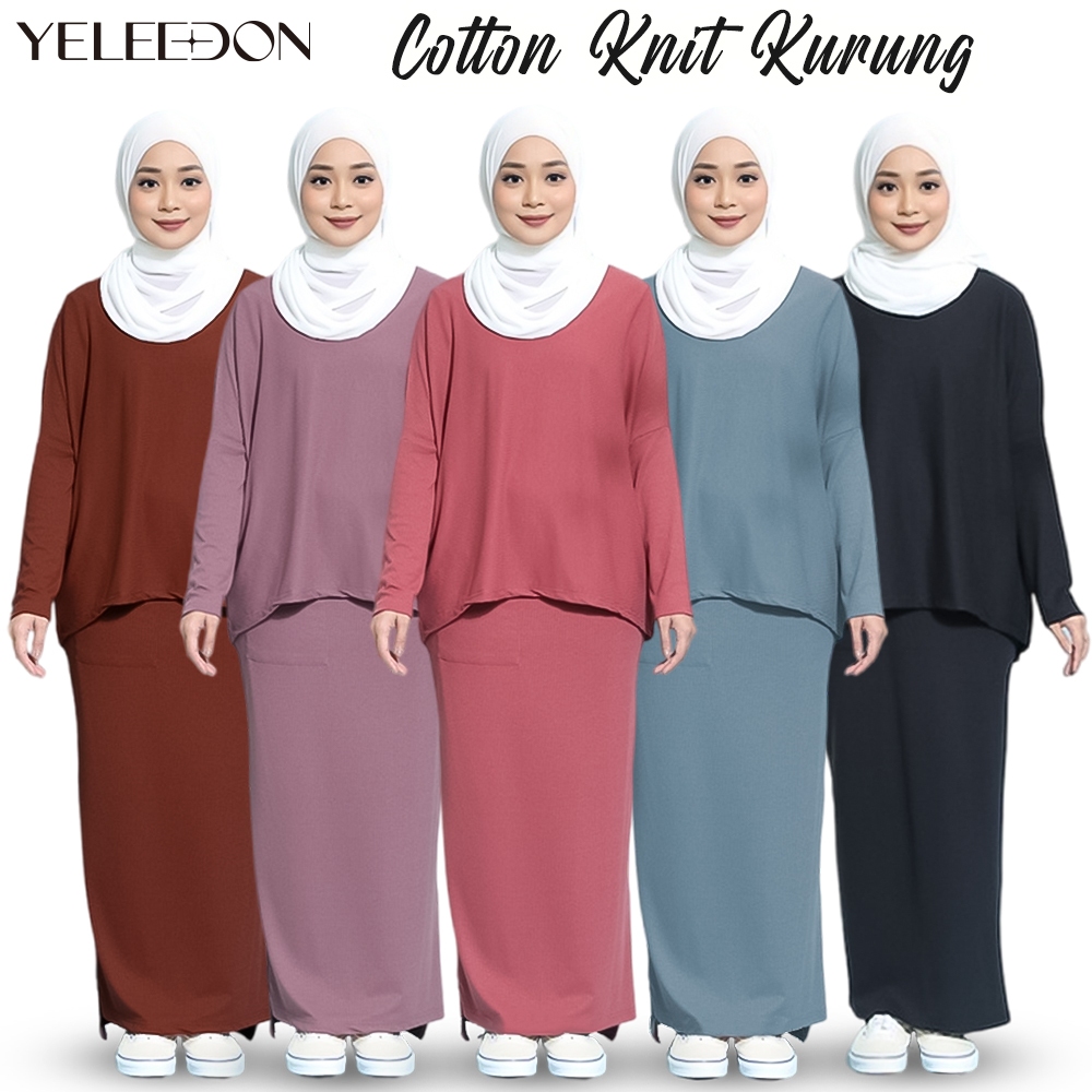 Yeleedon COZY Set by Kurung - Cotton Knit baju kurung cotton murahmuaz ...
