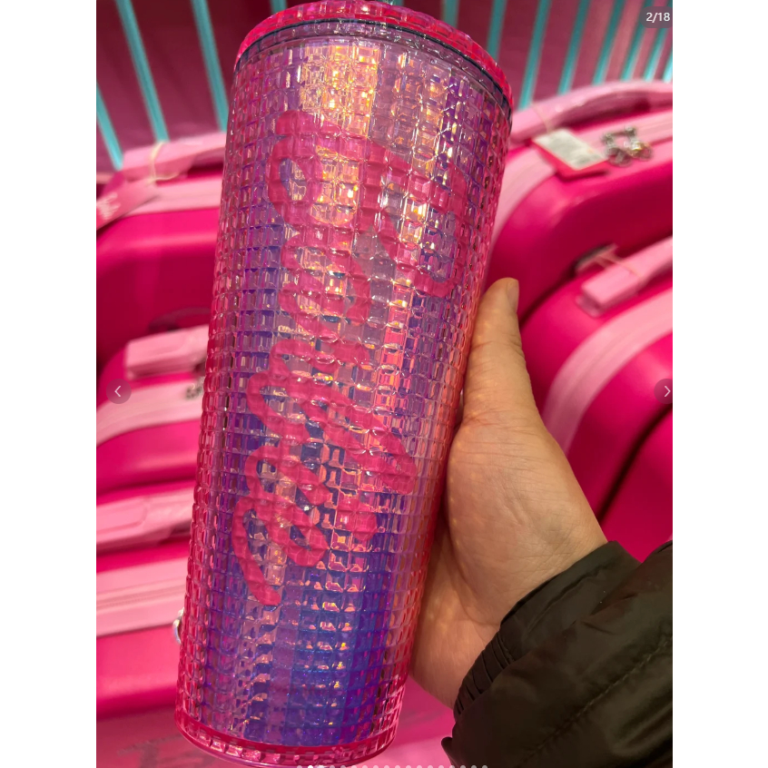 MINISO x Barbie Series Barbie Cup Bling Pink Tumbler Double Straw Cup ...