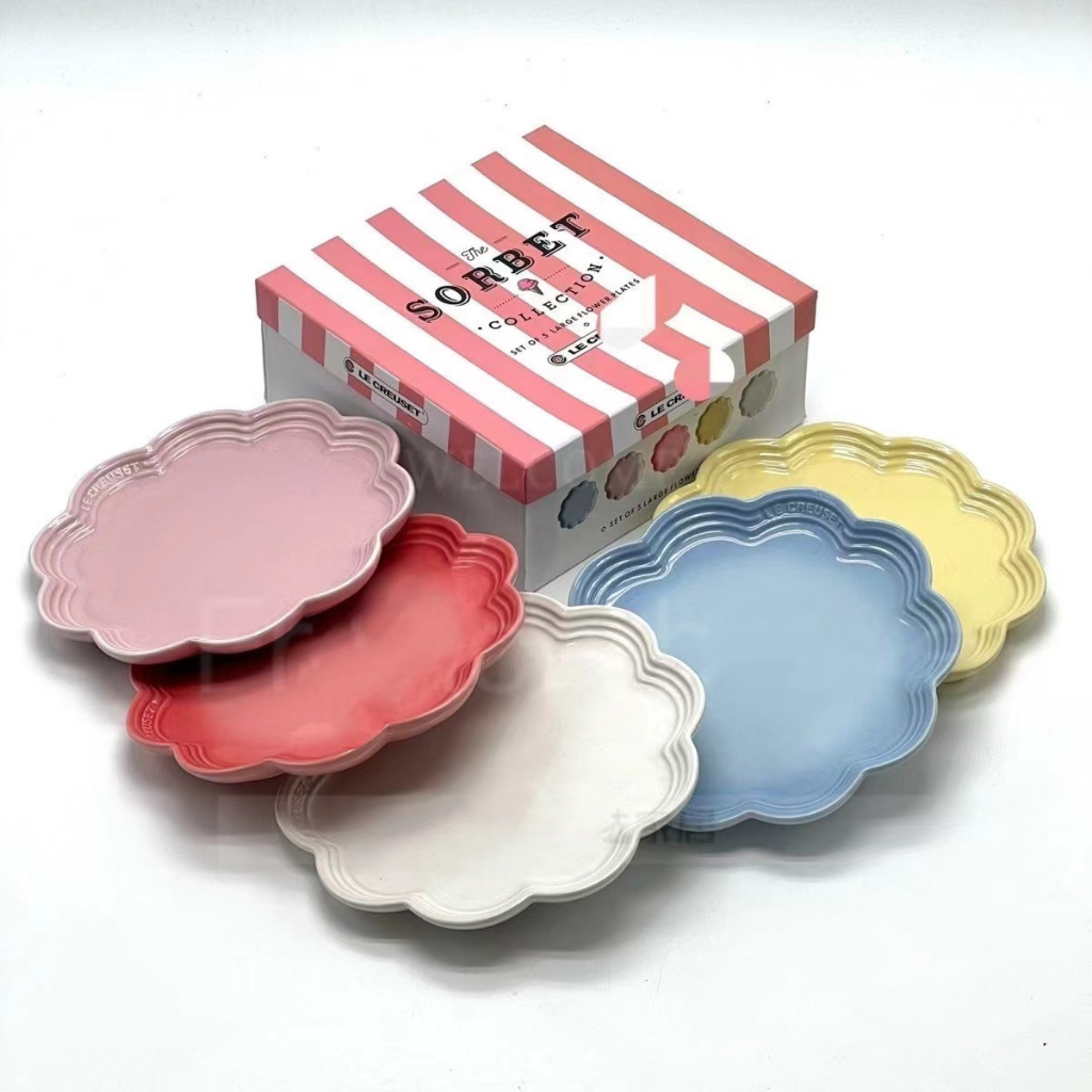 Le Creuset 22CM flowe plate gift box Plum plate Ceramic Western plate ...