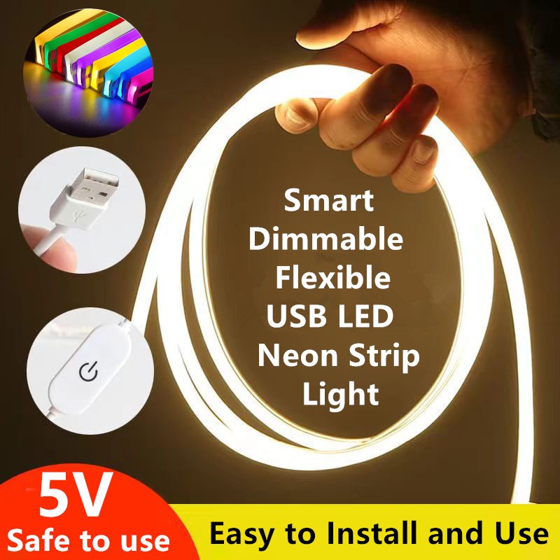 9 Colors Neon Rope Lights 5V USB Touch Dimmable LED Strip Lights ...