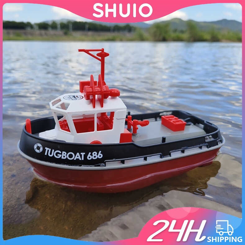 SHUIO Remote Toys RC Boat Dual Motor Drive RC Tugboat Outdoor Electric ...