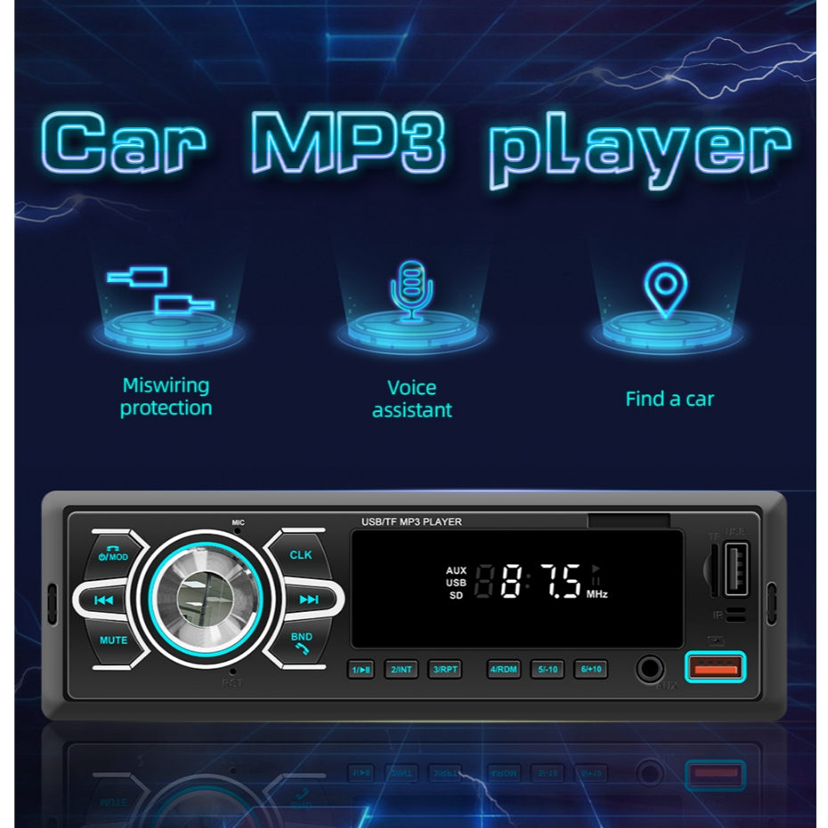 ESSGOO 2022 New Car Stereo Radio Single Din MP3 Car Player Support USB/TF/AUX in Universal ...