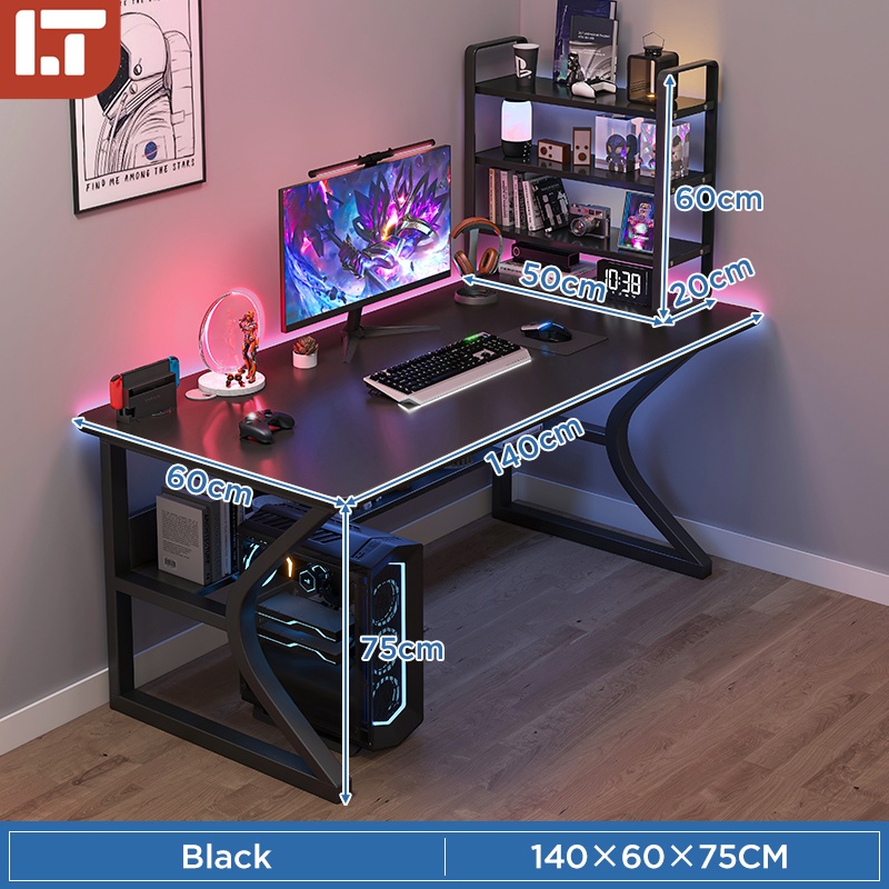 Gaming Table White 140CM Meja Gaming/PC/Study Table with Headphone Hook ...