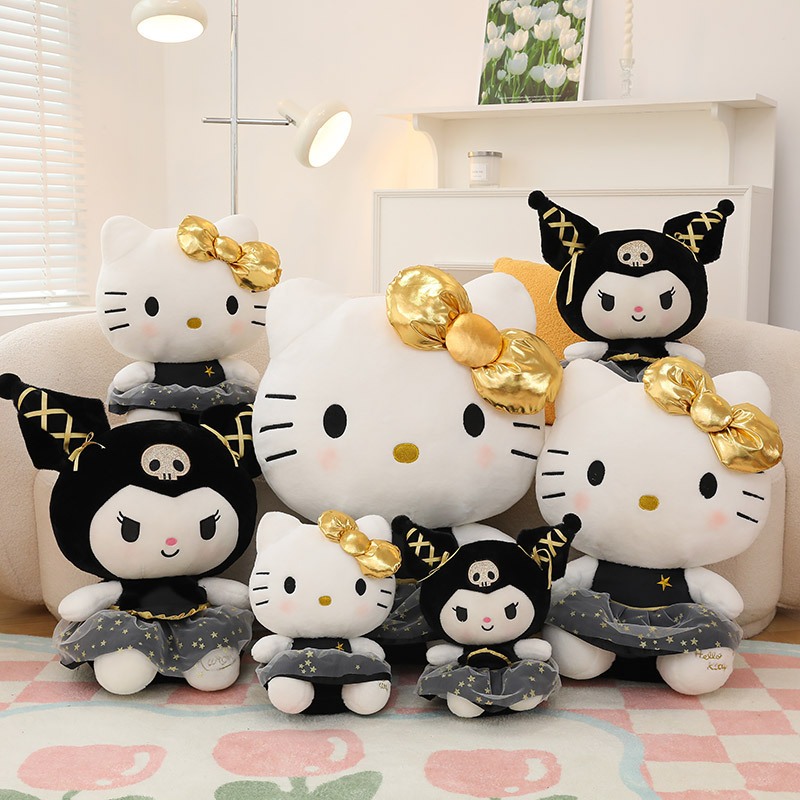 Black gold series cute sanrio kuromi hello kitty plush kitty cat ...