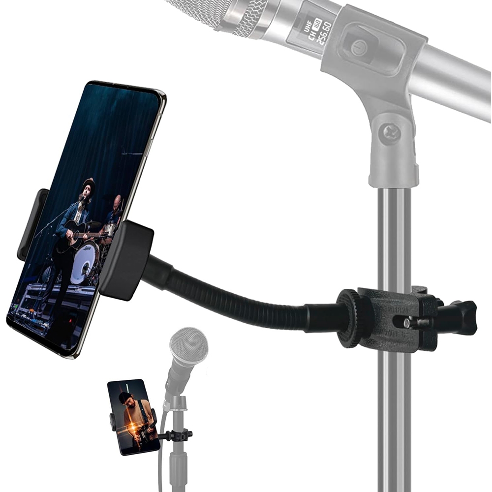 Mic Stand Phone Holder, Flexible Phone Holder for Microphone Stand ...