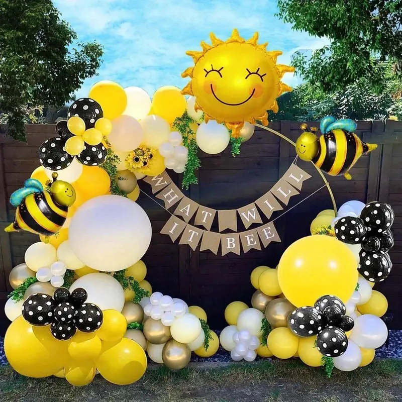 122pcs Bee Theme Balloon Set, Happy Birthday Decoration Balloon Chain ...