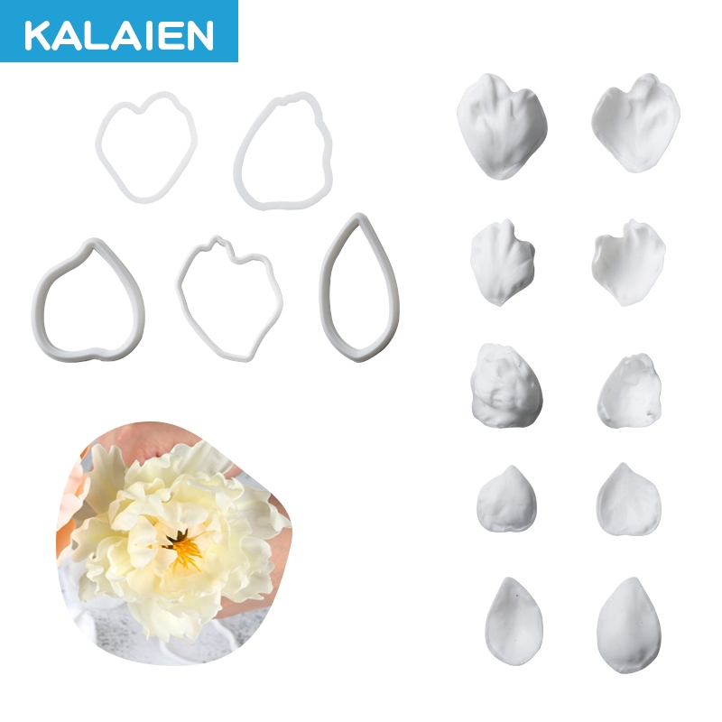 KALAIEN 10pcs Peony Fondant Flower Mould Fondant Petal Silicone Mould ...