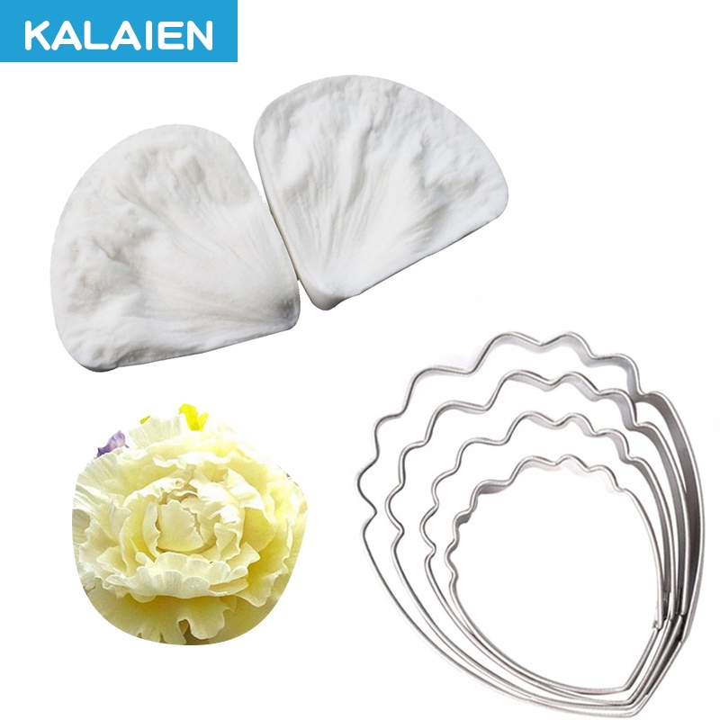 KALAIEN 4Pcs Peony Petal Cutter Sets Cookie Cutters， 2pcs Peony Sugar ...
