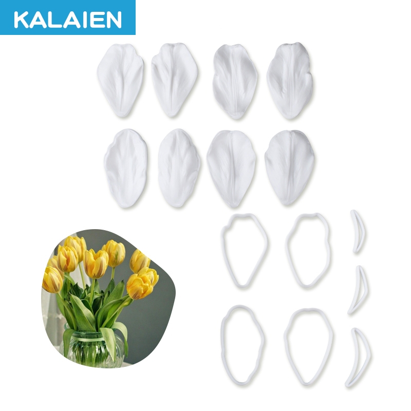 KALAIEN Tulip Flower Fondant Flower Mould Petal Silicone Mould ...