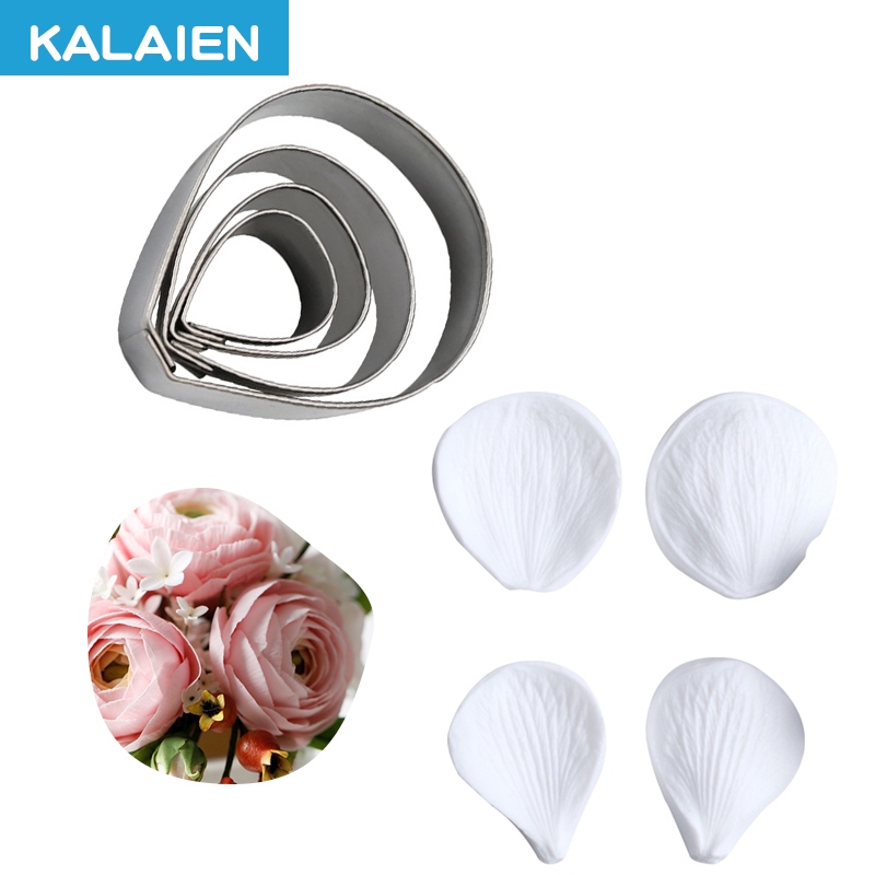 KALAIEN Buttercup Flower Fondant Flower Mould Petal Silicone Mould ...