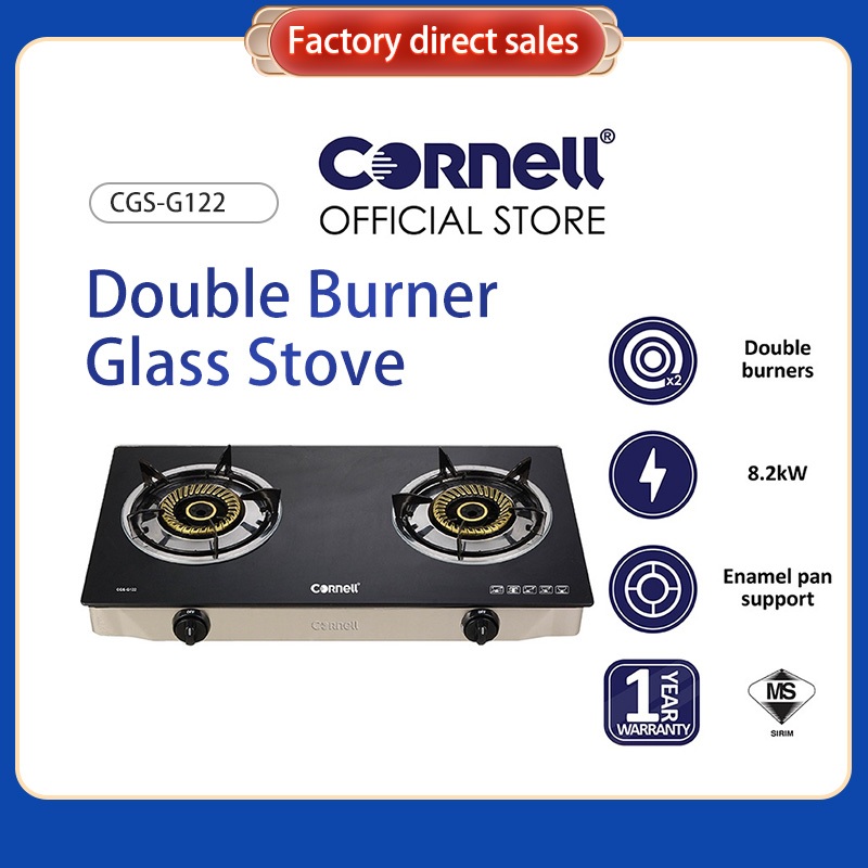 Cornell Double Burner Gas Cooker Glass Stove (8.2kW) CGS-G122 | Shopee Malaysia