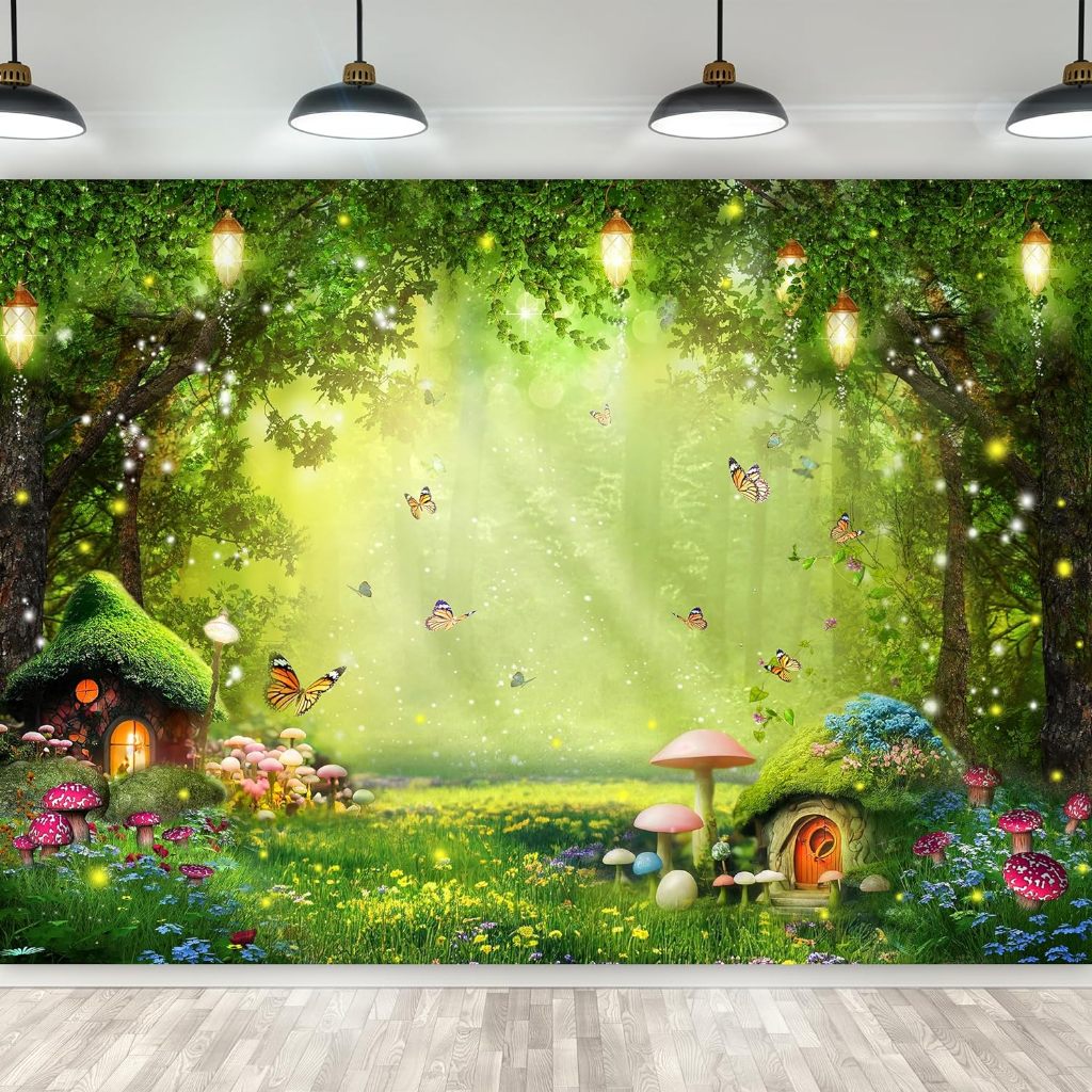 Enchanted Forest Backdrop 7Wx5H Feet Fairy Tale Wonderland Mushroom ...