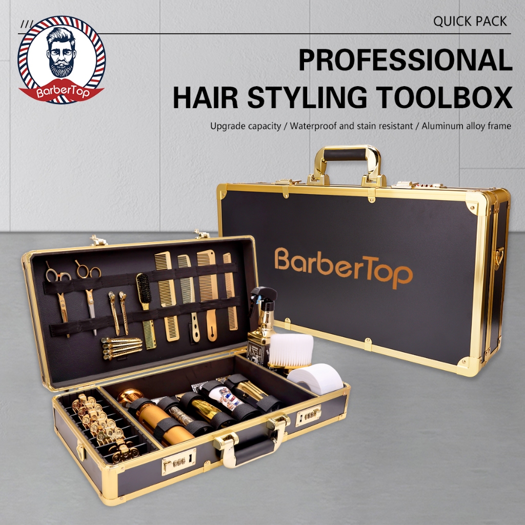 Spot# Salon Hairdressing Professional Gold Aluminum Barbering Tool Box ...