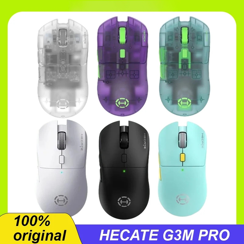 Hecate G3m Pro Transparent Gamer Mouse 3mode Bluetooth Wireless Mouse Paw3395 26000dpi 650ips ...